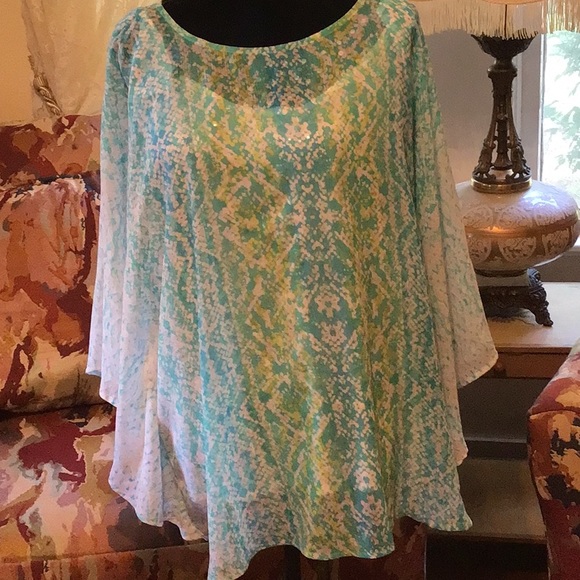 Ruby Rd. | Tops | Ruby Rd Asymmetrical Blue Green Blouse | Poshmark